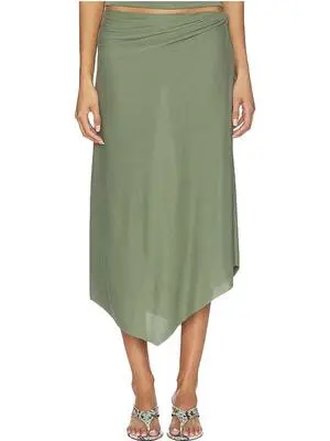 NIA Francesca Asymmetrical Knit Skirt - Olive
