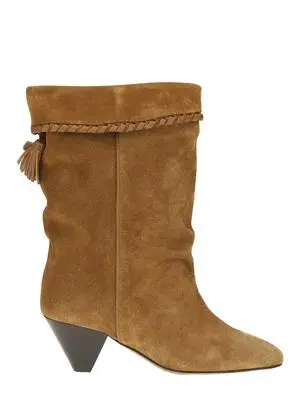Isabel Marant Étoile Suede Draped Boots With Braided Detailing - Brown