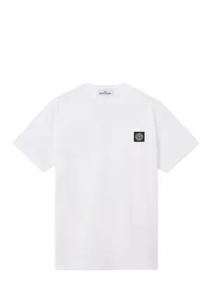 Stone Island Cotton T-shirt With Front Logo Patch - White