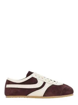 Dries Van Noten Dries Van Noten Suede And Leather Paneled Lace-Up Sneakers Red