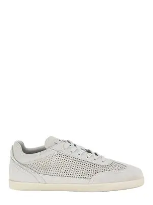Kiton Kiton Perforated Suede Lace-Up Sneakers Gray