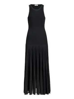 Alaïa Long Pleated Viscose Blend Dress - Multicolor