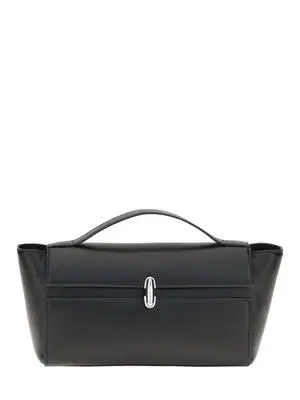 Savette Symmetry Trapeze Clutch In Smooth Leather - Black