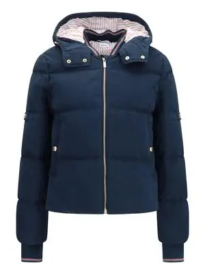 Thom Browne Waxed Technical Puffer Jacket With Hood - Blue