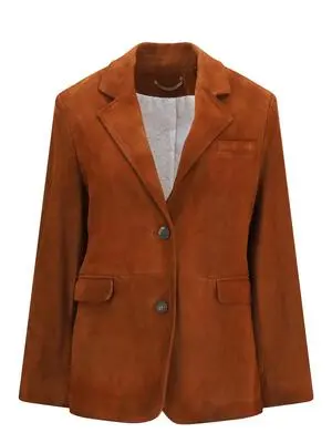 GOLDEN GOOSE Single-breasted Leather Jacket - Brown