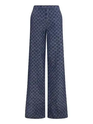 Gucci Gg Cotton Jacquard Denim Pants - Blue