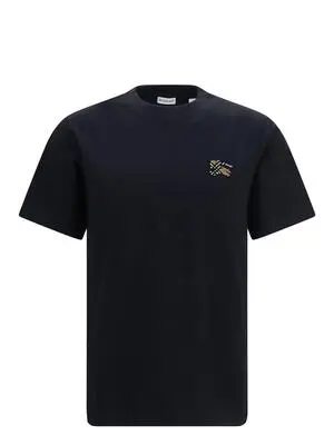 Burberry Embroidered Logo Cotton T-shirt - Black