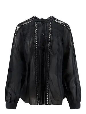 Isabel Marant Étoile Embroidered Viscose And Linen Shirt - Black