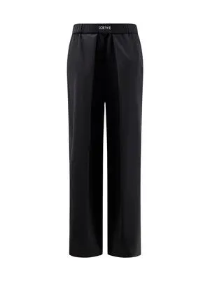 Loewe Wool Trousers With Logo Detail - Black