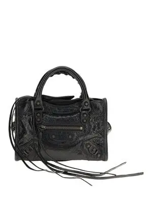 Balenciaga Le City Nano Handbag In Arena Lambskin - Black
