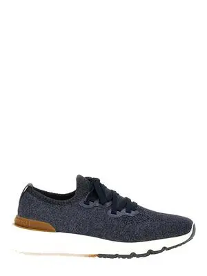 Brunello Cucinelli Knitted Lace-up Sneakers - Blue