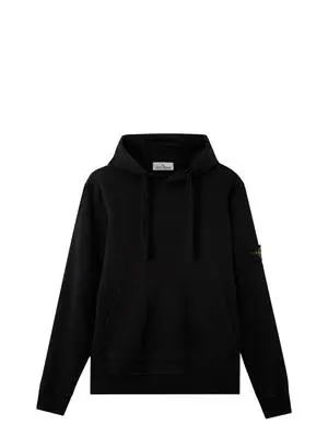 Stone Island Cotton Logo Patch Hoodie - Black
