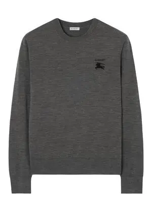 Burberry Wool Sweater With Equestrian Knight Design - Grey