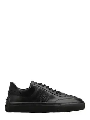 TOD'S Logo Embossed Round Toe Lace-up Sneakers - Black