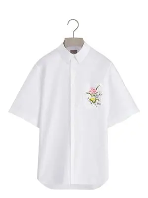 Dior Short-sleeved Shirt With Secret Garden Embroidery - White
