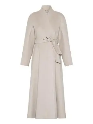 Max Mara Long-sleeved Wrap Coat With Tie Detail - Nude