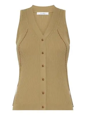 Max Mara Max Mara Semi-Fitted Knit Waistcoat Khaki