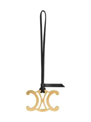 Celine Maxi Triomphe Charm In Metal And Smooth Lambskin - Black