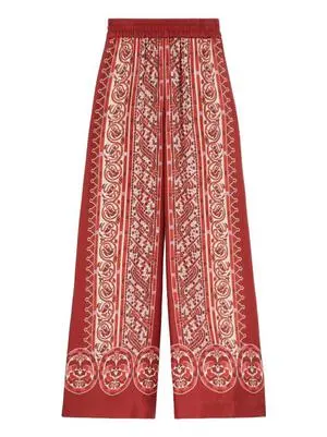 La DoubleJ Silk Printed Palazzo Pants - Pink