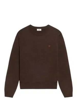 Celine Crewneck Sweater In Fine Wool - Chocolate