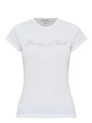SPORTY  RICH Sporty & Rich Short-sleeved T-shirt With Embellished Logo - White