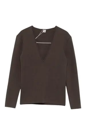 TOTEME V-neck Long-sleeve Sweater - Black