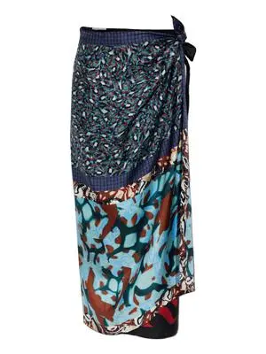 Dries Van Noten Printed Wrap Scarf-skirt - Blue