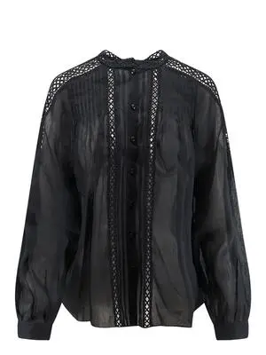 Isabel Marant Étoile Embroidered Trim Round Neck Long Sleeved Shirt - Black