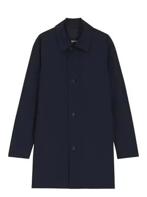 Hugo Boss Regular-fit Coat In Patterned Stretch Fabric - Black
