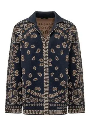 Alanui Bandana Jacquard Polo Shirt - Black