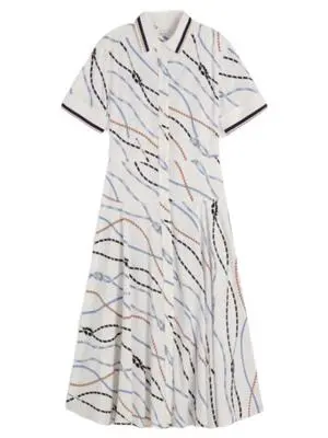 Tommy Hilfiger Rope Print Midi Shirt Dress - White