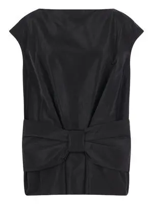 Simone Rocha Bow Detail Peplum Top - Black