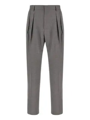 Paul Smith Embroidered Wool Tailored Trousers - Grey