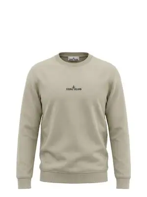 Stone Island Long Sleeve Crewneck Sweatshirt With Ribbed Trim - Sand-colored