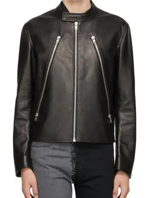 MAISON MARGIELA Maison Margiela Leather Zip-Up Moto Jacket