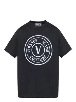 Versace Logo Printed Crewneck T-shirt - Black