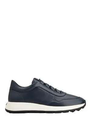 TOD'S Leather Sneakers With Red Dot Detailing - Blue