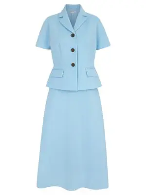 EMILIA WICKSTEAD Alexina Dress In Pale Wool Crepe - Blue