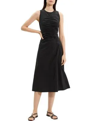 Theory Asymmetric Ruched Tank Dress - Black
