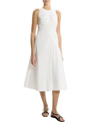 Theory Asymmetric Ruched Tank Dress - White