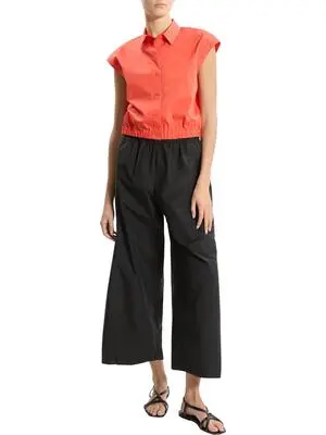 Theory Relaxed Poplin Cap-sleeve Shirt - Red