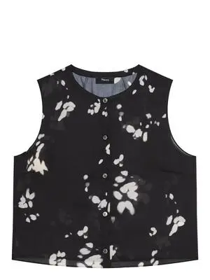 Theory Floral Button Shell Top - Black