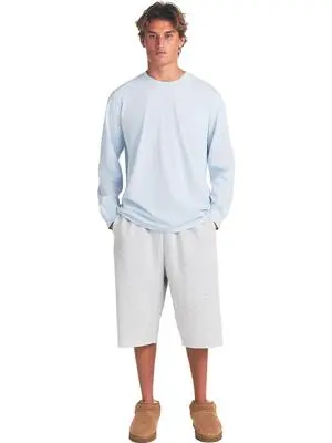 SKIMS Relaxed Long Sleeve T Shirt | Blue | | Heavyweight Cotton - Atmosphere