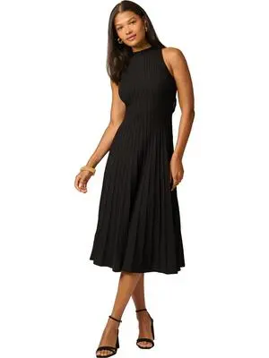 Adrianna Papell Rib Knit Cutout Midi Dress - Black