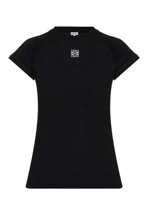 Loewe Anagram Embroidered Cotton T-shirt - Black