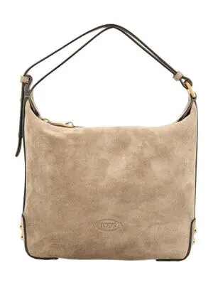 TOD'S Metal Dots Mini Leather Shoulder Bag - Brown