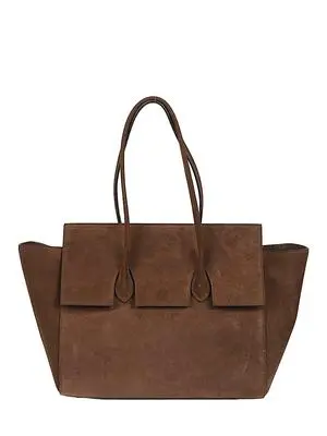 ROUNN Felice Flap Leather Tote Bag - Brown
