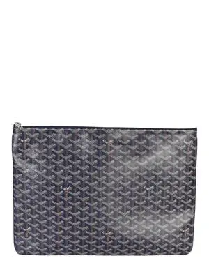 Goyard Navy Goyardine Canvas Senat Pouch Gm - Blue