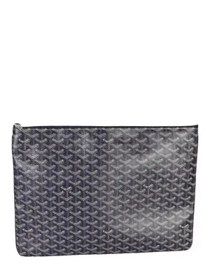 Goyard Navy Goyardine Canvas Senat Pouch Gm - Blue