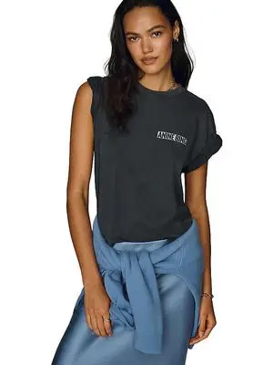 ANINE BING Cade Palm Cotton T-shirt Top - Black